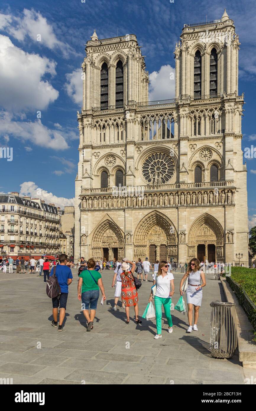 PARIS, FRANCE - JUNE 23 2016: Notre Dame de Paris cathedral is the one ...
