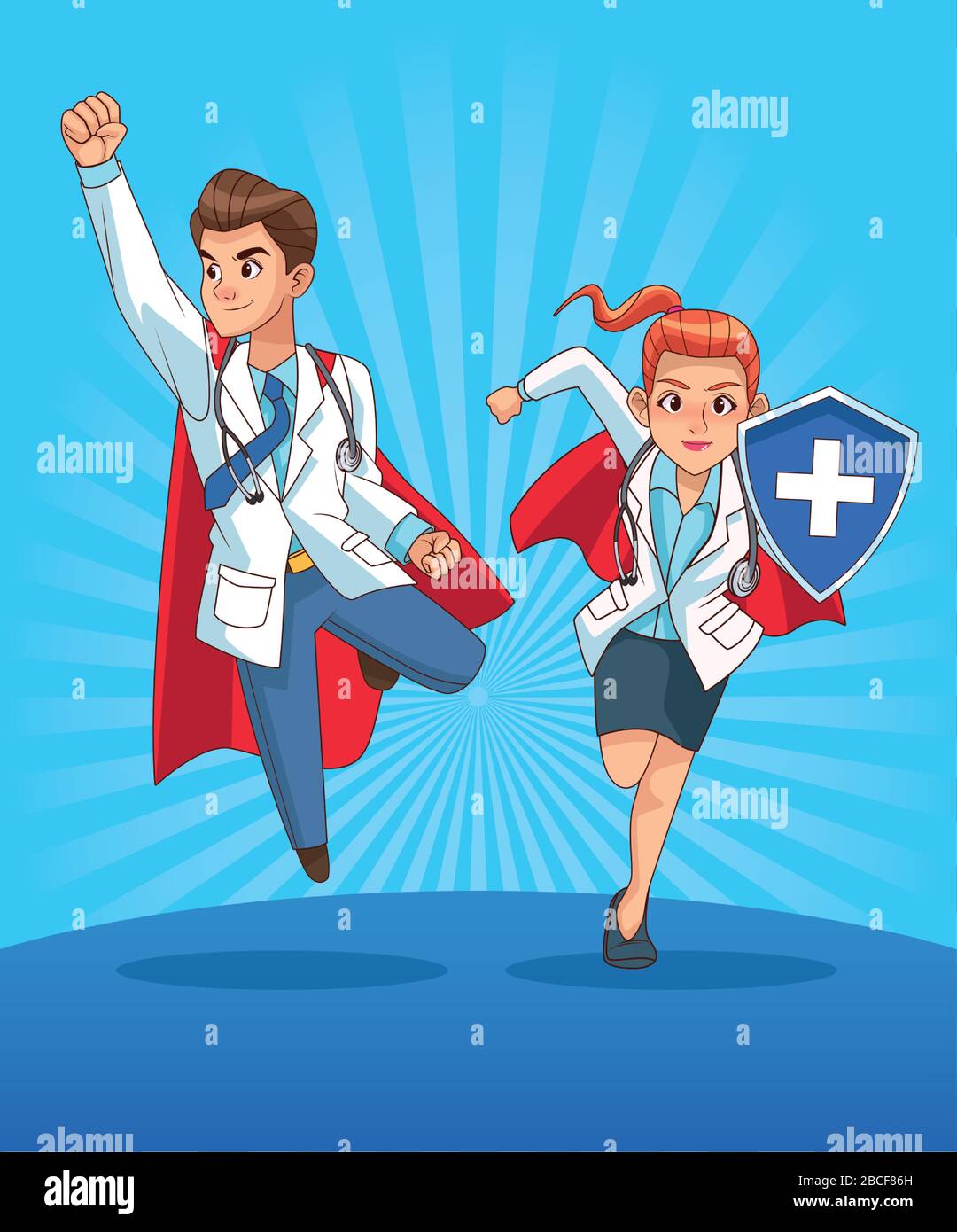 super doctors couple comic characters Stock Vector Image & Art - Alamy
