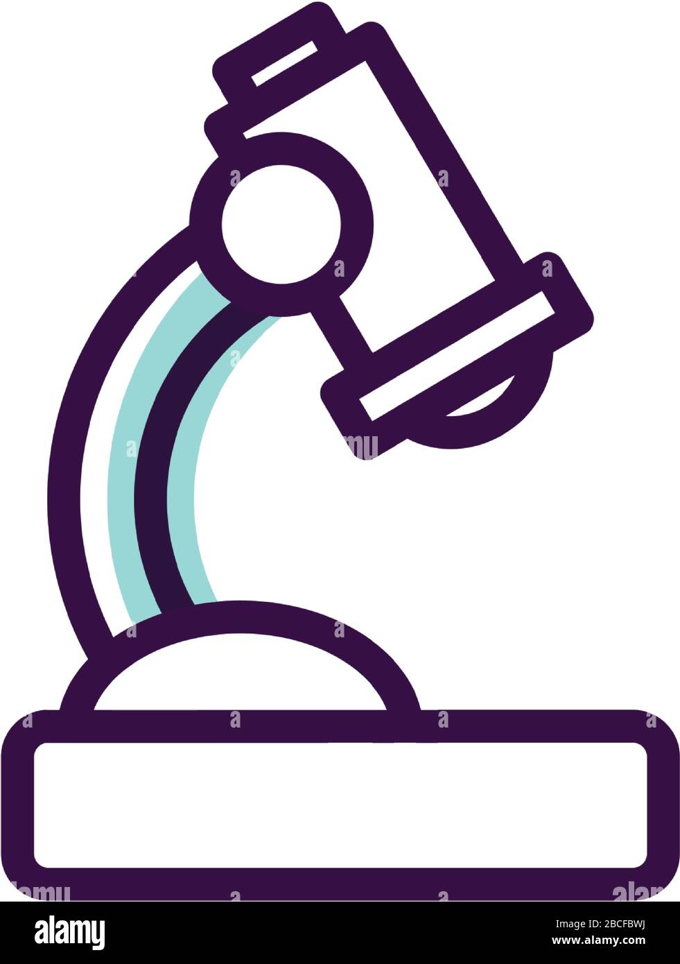 microscope icon over white background, line color style, vector ...