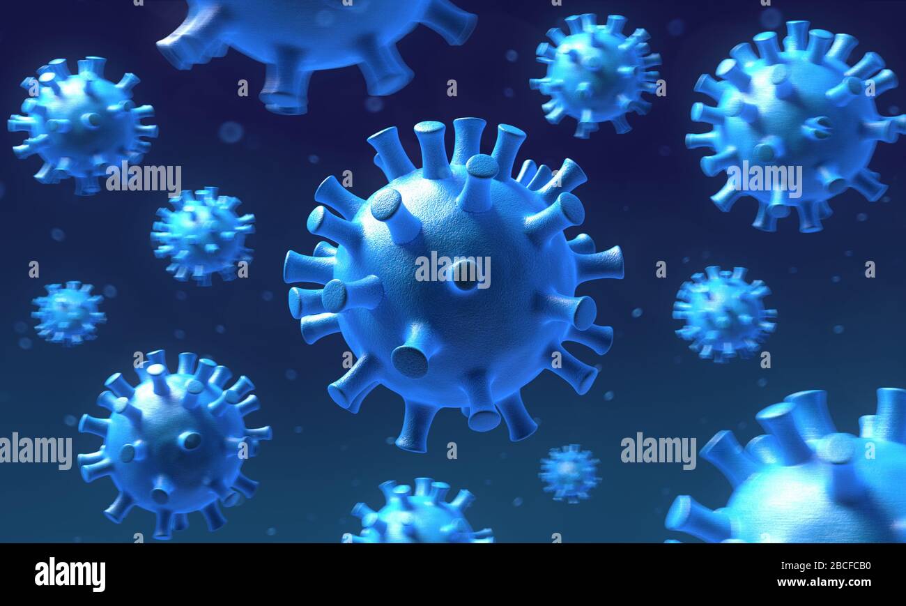 Group of virus cells. Contagion and propagation of a disease. Corona ...