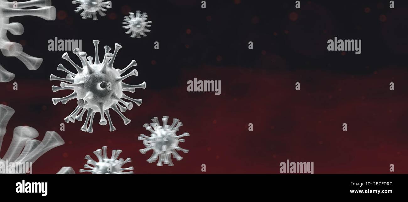 Microscopic view of a infectious virus. Contagion and propagation of a ...