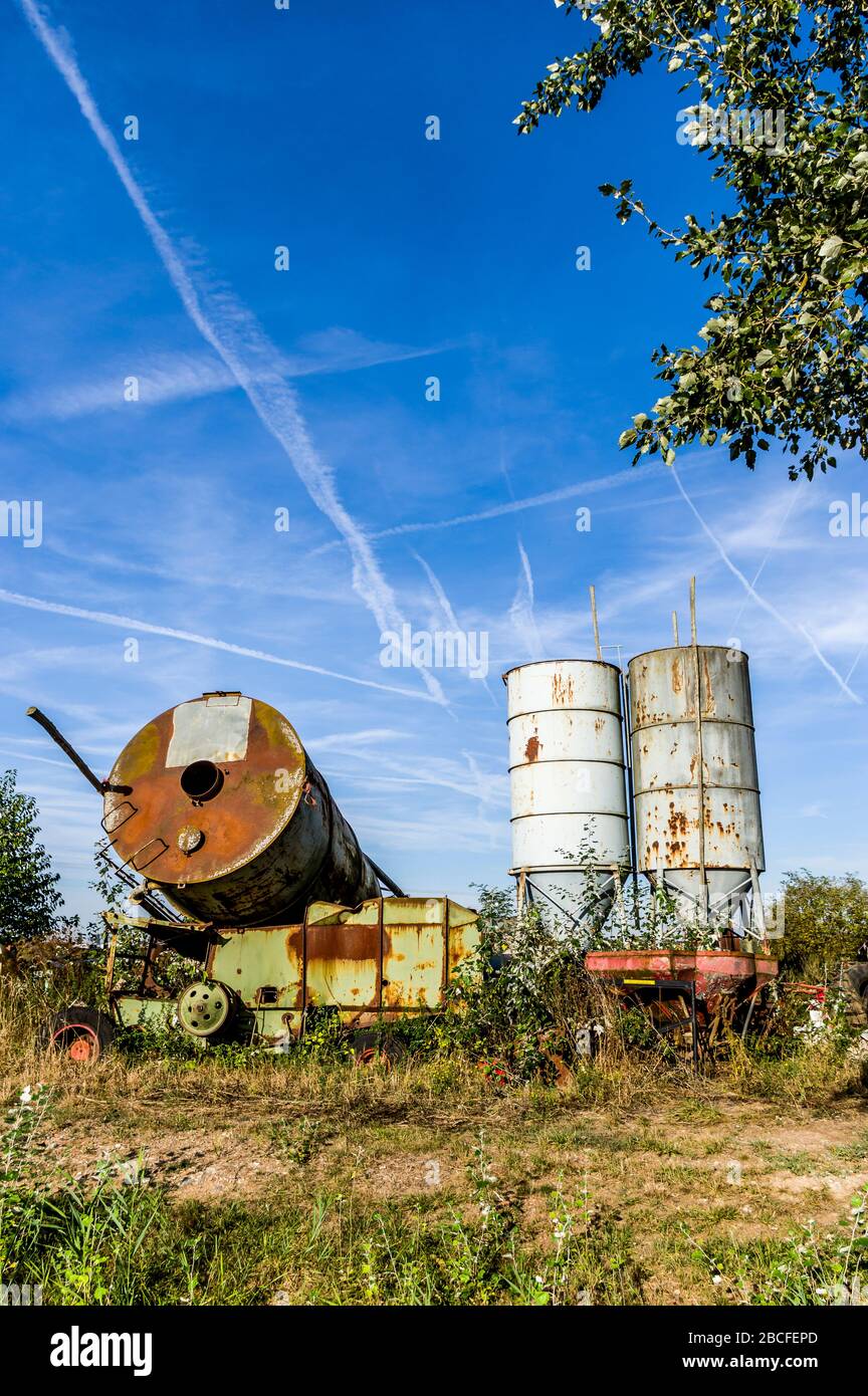 Storage yard and scrap collecting area for old agricultural equipment ...