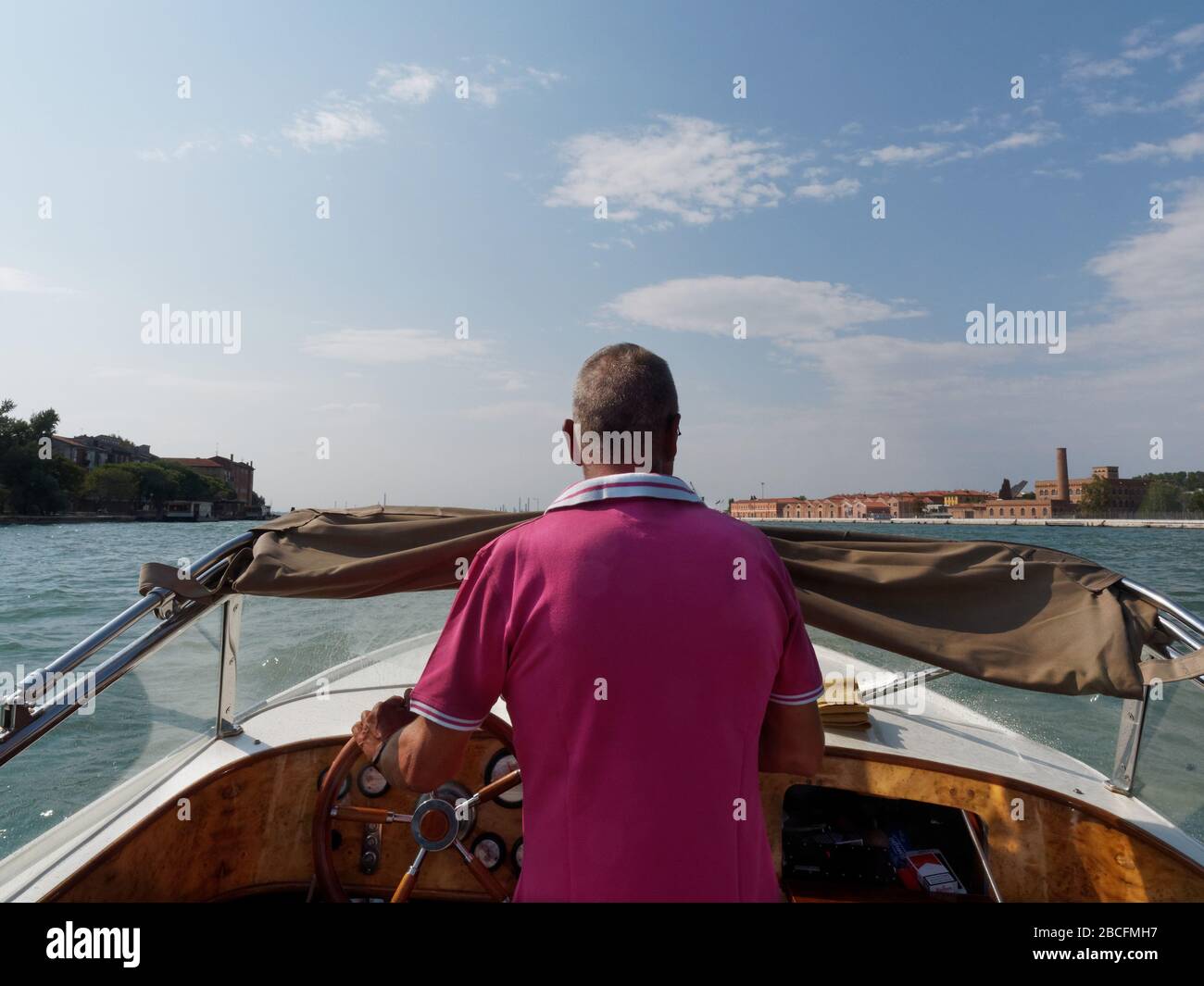 Taxi boat on Giudecca Canal, Venice, Veneto, Italy, Europe Stock Photo ...