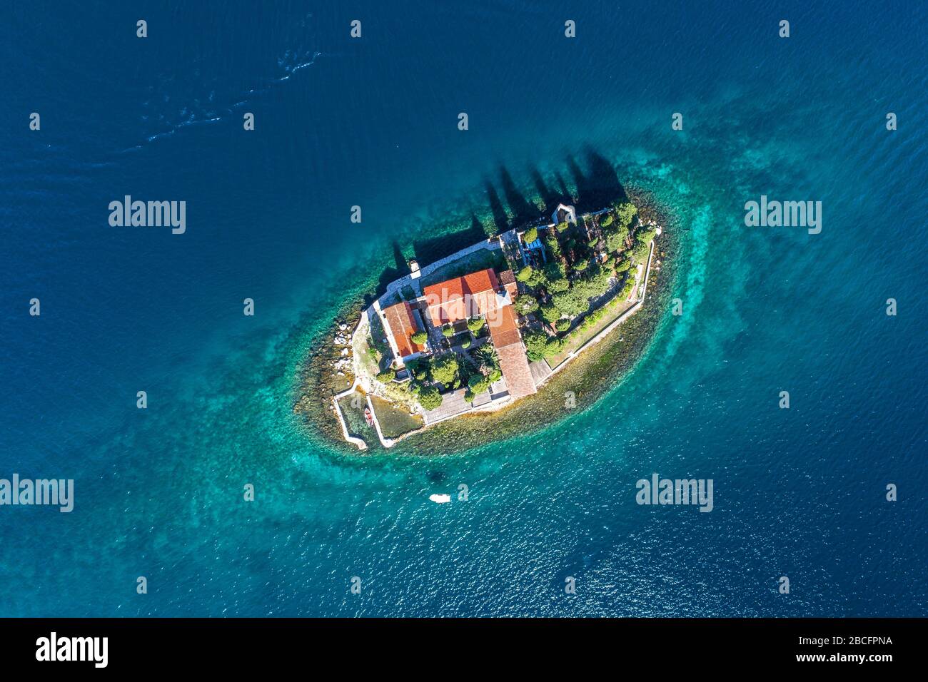 Aerial view of the Bay of Kotor, St George Monastery Stock Photo - Alamy