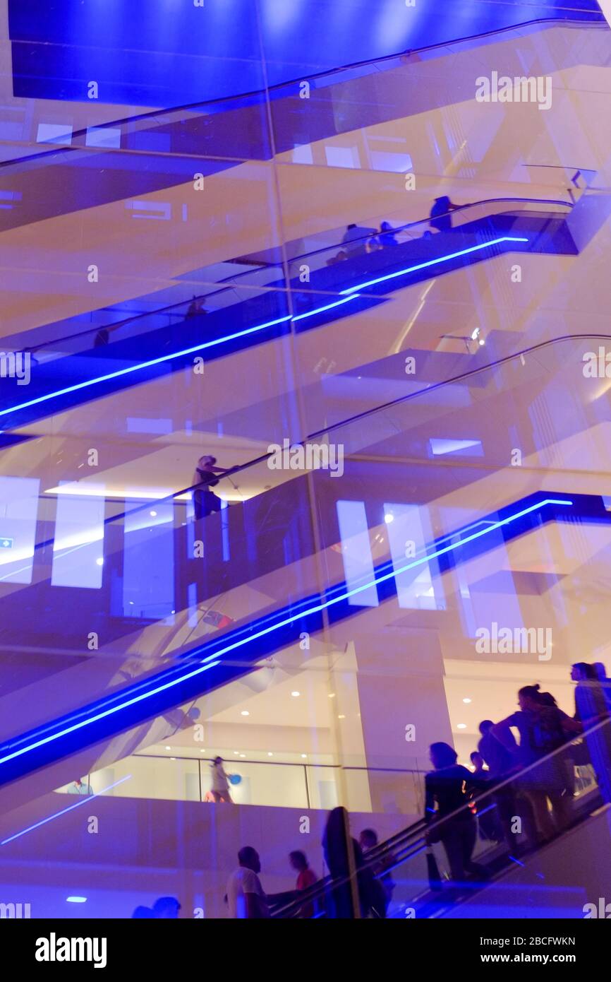 escalator with led light in shopping center Stock Photo - Alamy