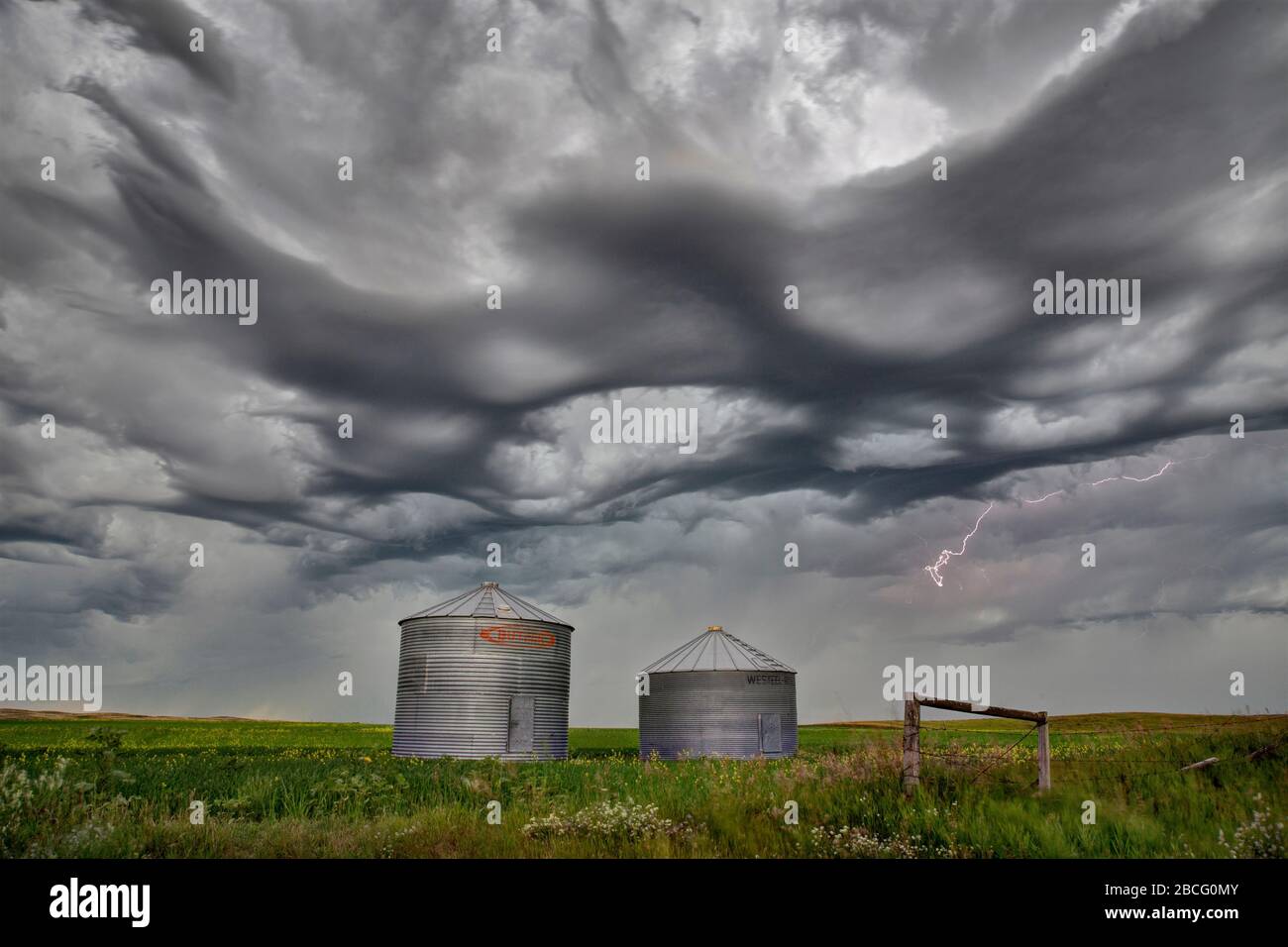 Prairie Storm Canada summer rural major structure Saskatchewan Stock ...