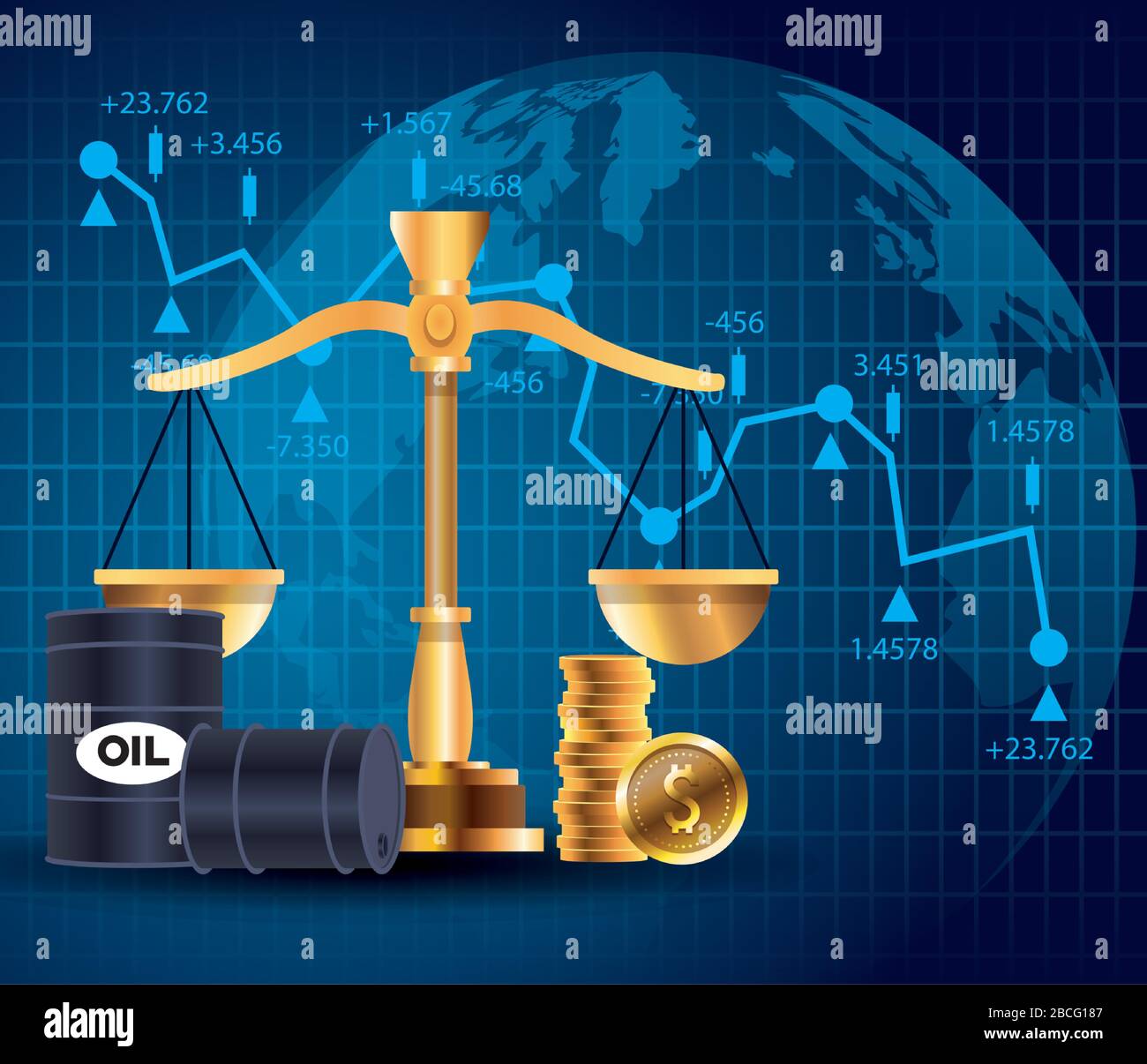 oil price market with barrels and balance Stock Vector Image & Art - Alamy