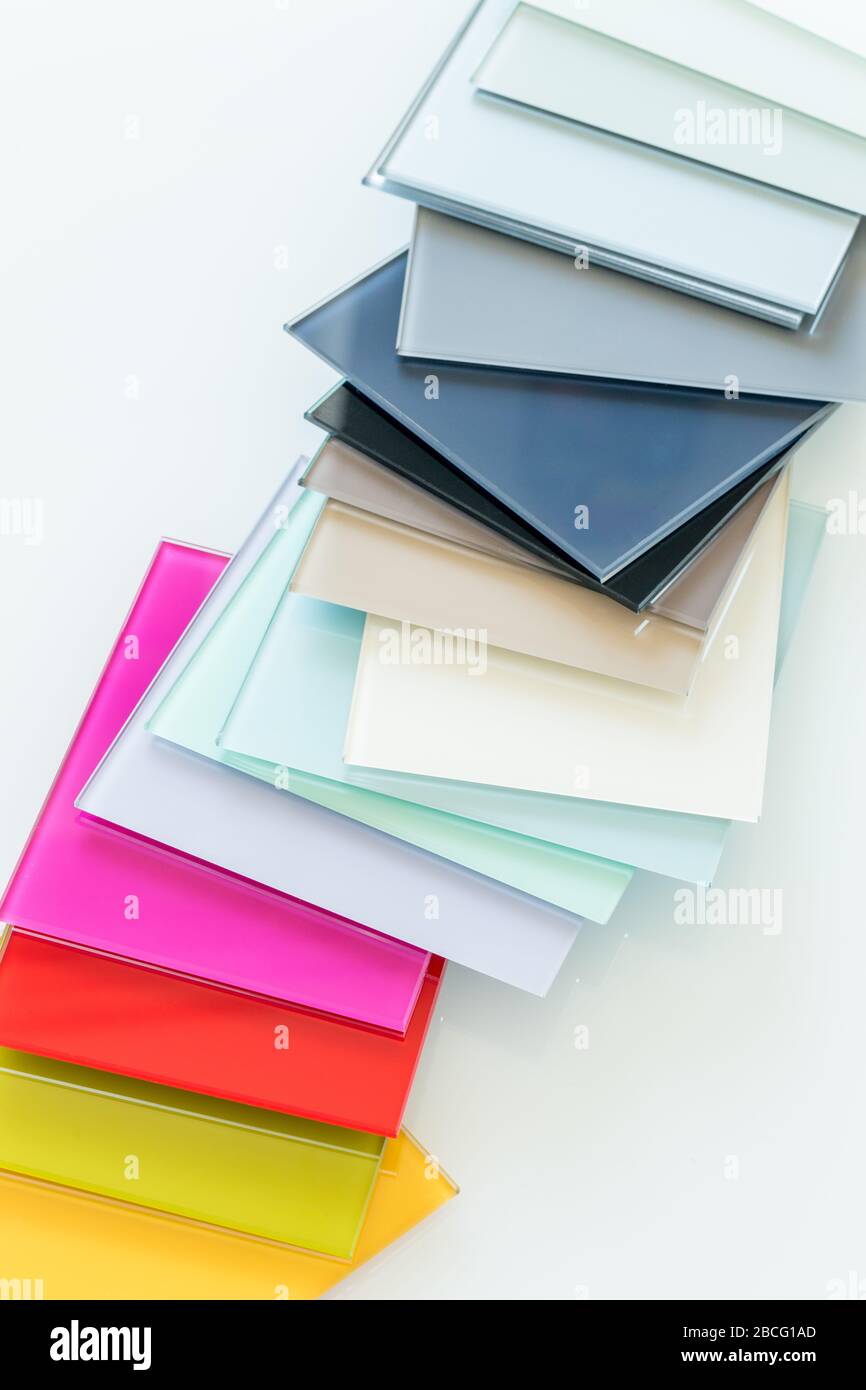 Colored decorative glass for interior furnishings Stock Photo - Alamy