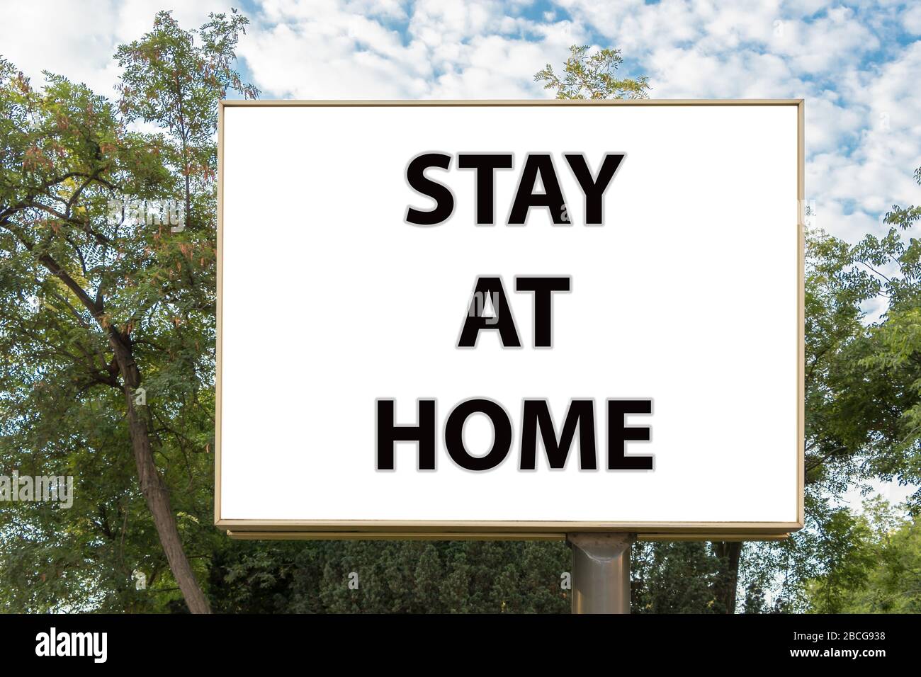 Stay at home text on billboard. Virus prevention concept Stock Photo ...