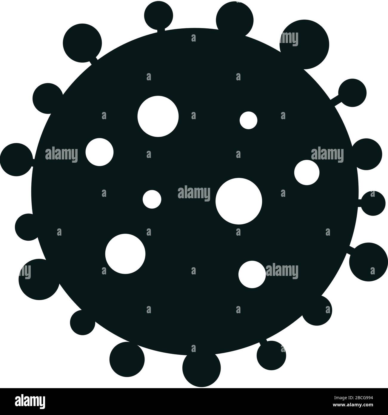 A simple vector graphic of a coronavirus - black virus on white ...
