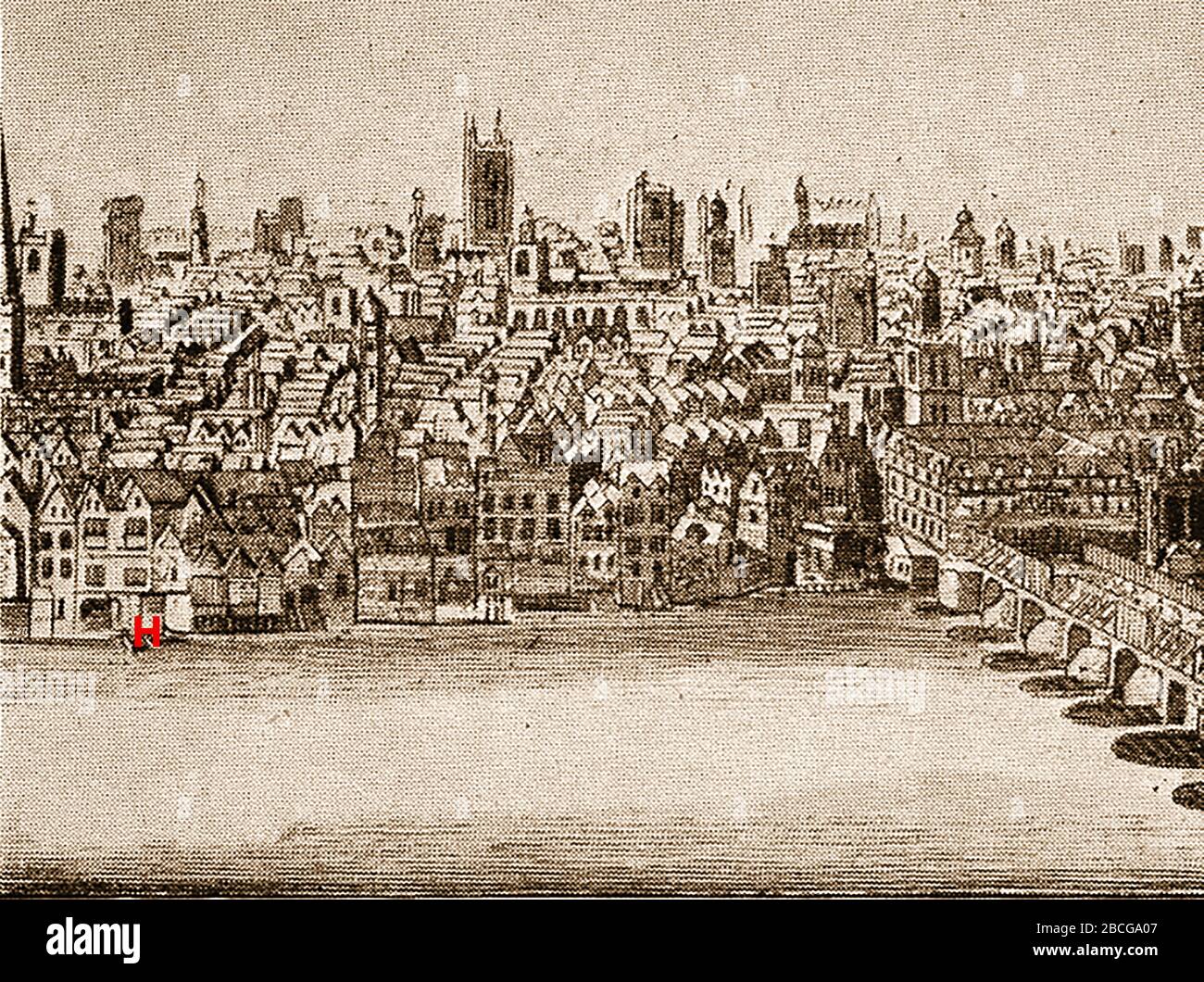 17th century London before the Great Fire showing the British Hansa ...