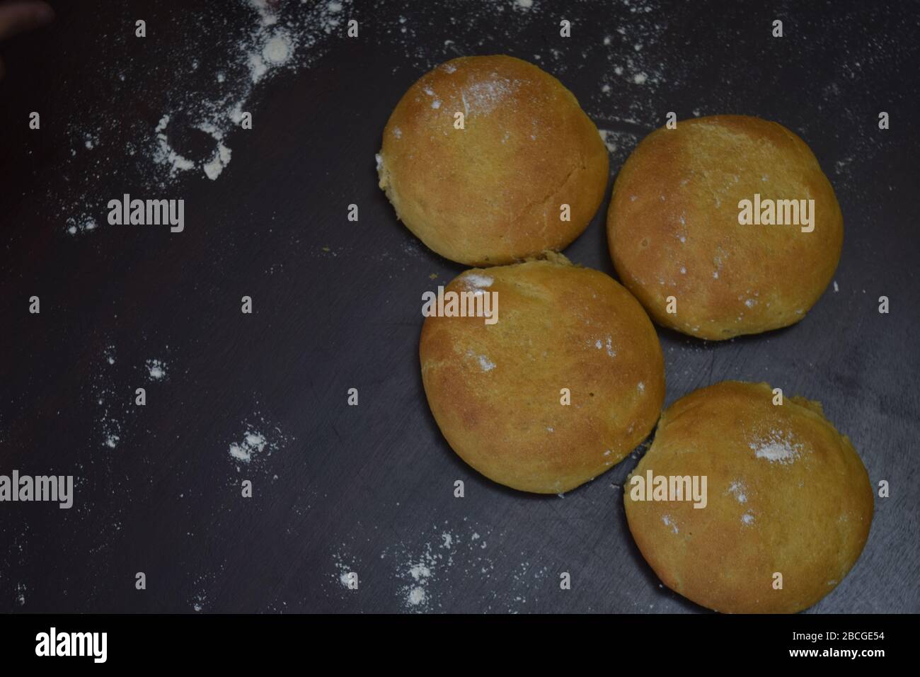 Homemade whole wheat Buns with space to add text Stock Photo - Alamy