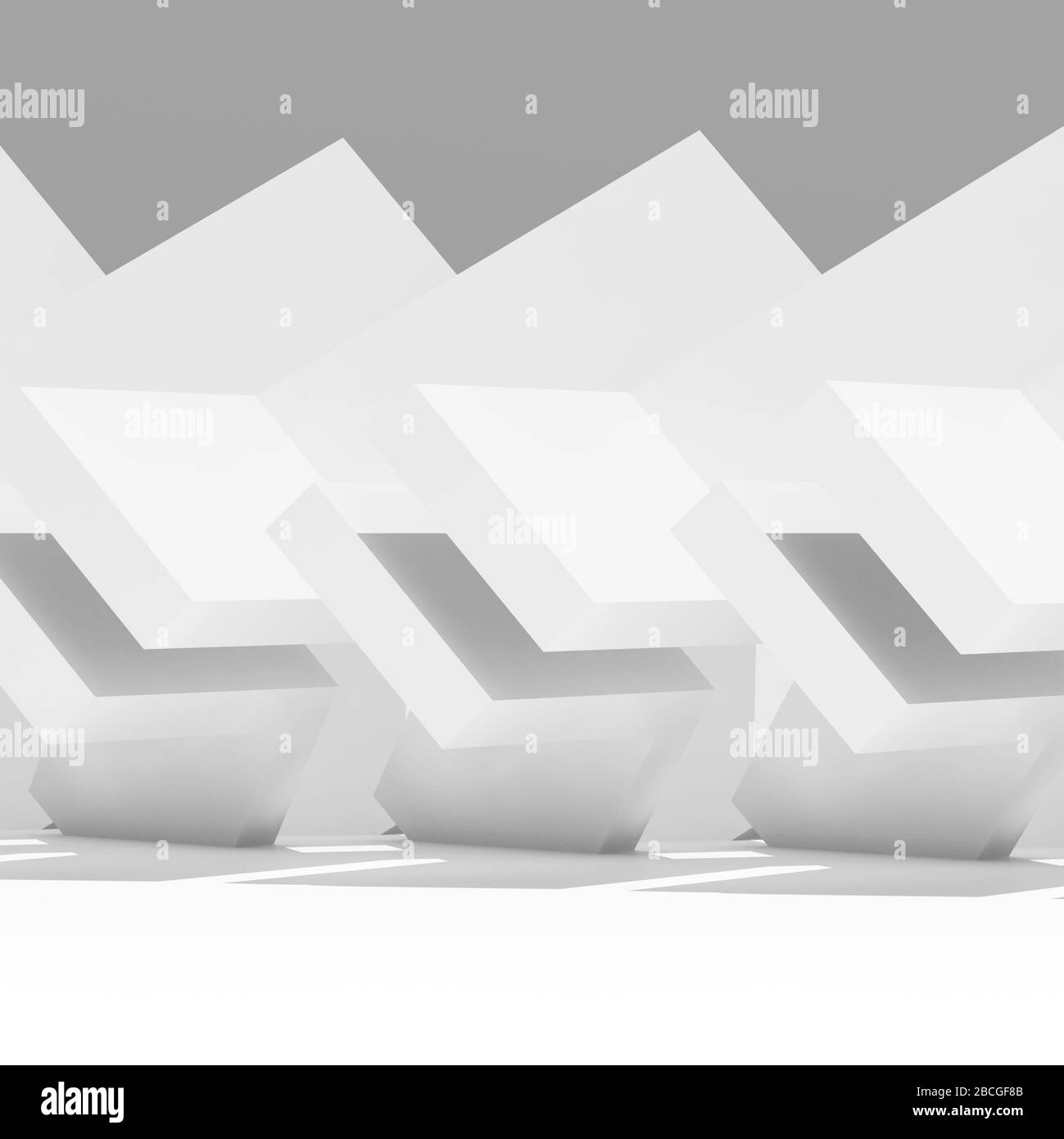 Abstract white square digital background with geometric strictures. 3d ...