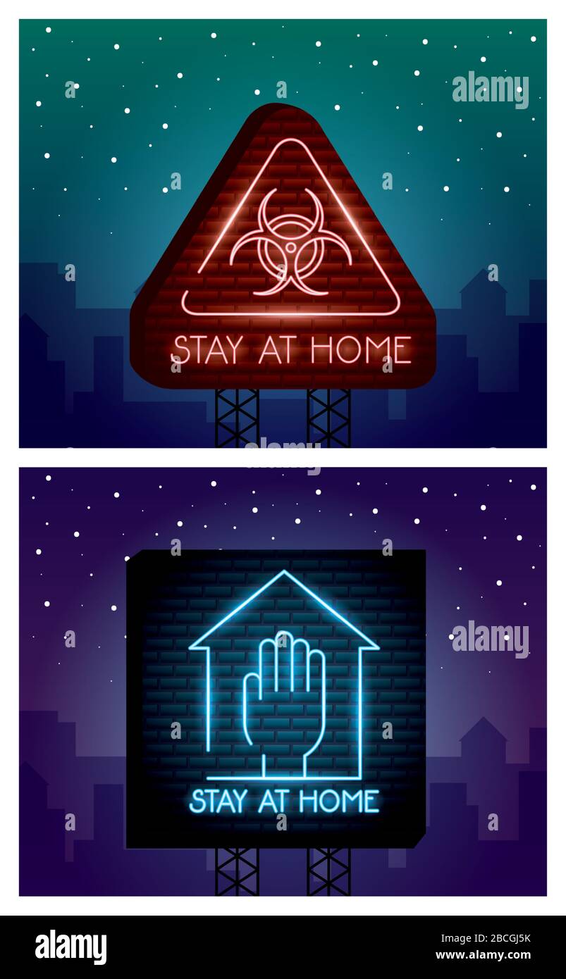 two covid19 neon lights icons Stock Vector Image & Art - Alamy