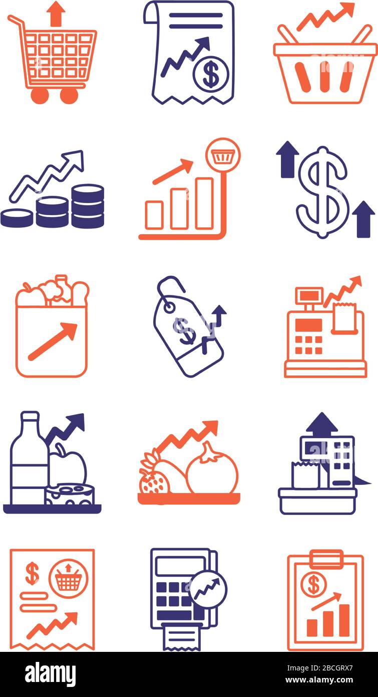 bundle of price hike set icons Stock Vector Image & Art - Alamy