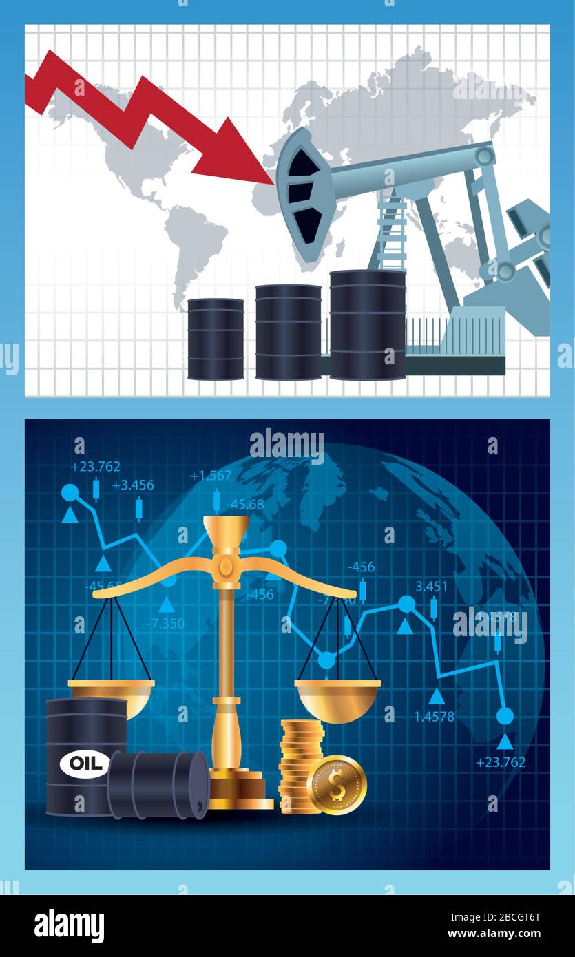 oil price market with barrels and scale balance Stock Vector Image ...
