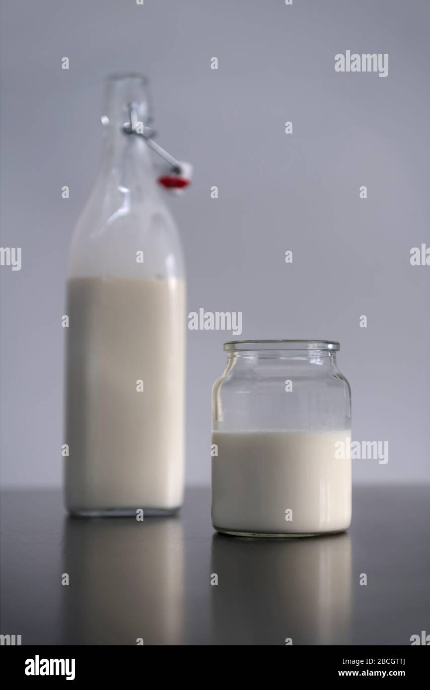 Glass filled milk bottle hi-res stock photography and images - Alamy