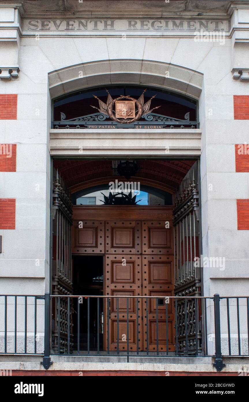 Exterior view of the Seventh Regiment Armory (Park Avenue Armory), a ...