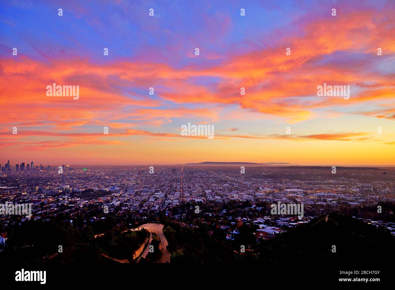Sunset over Los Angeles Stock Photo - Alamy