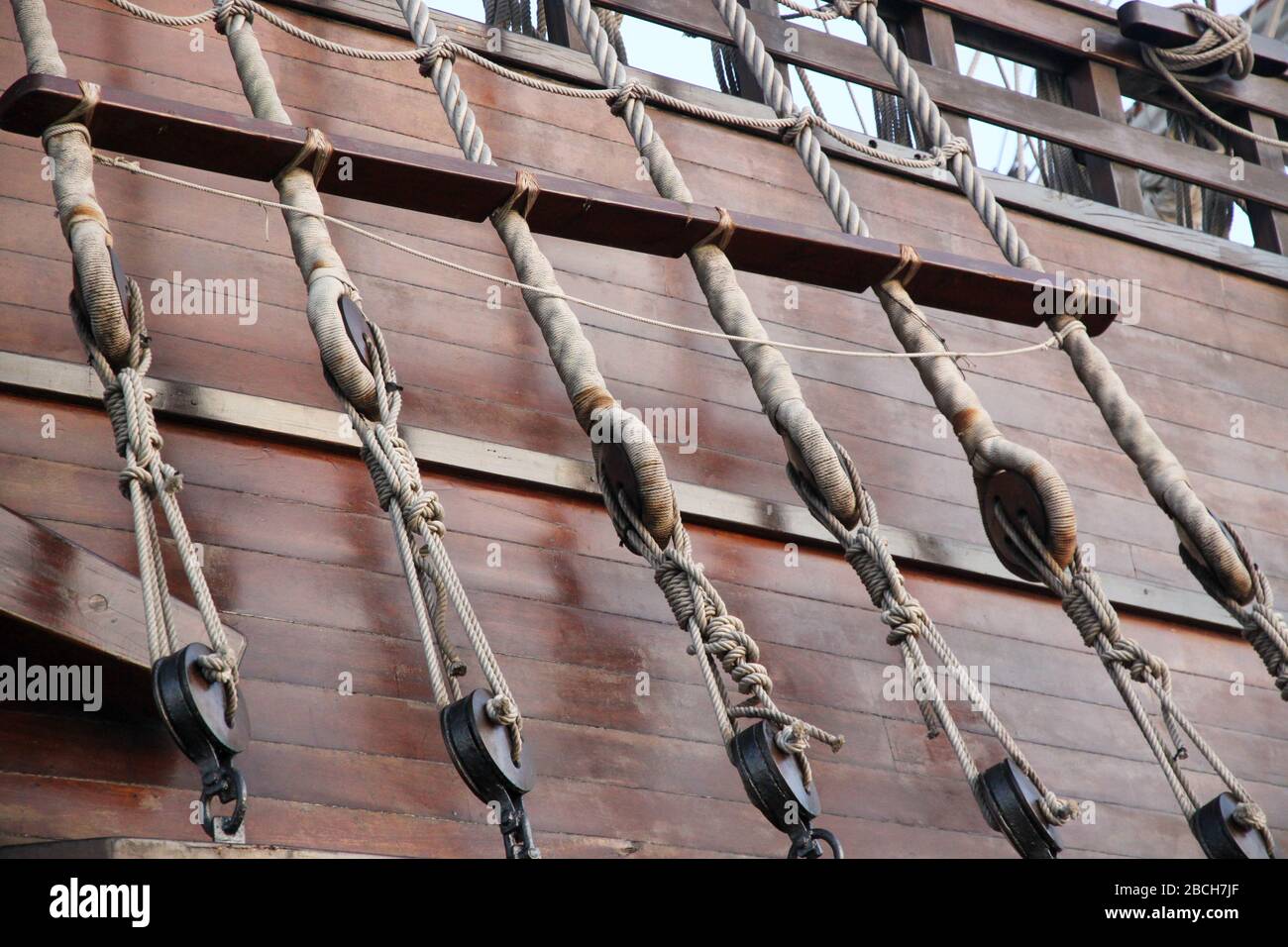 Ropes and Rigging on a Tall Ship in St. Augustine, Florida Stock Photo ...