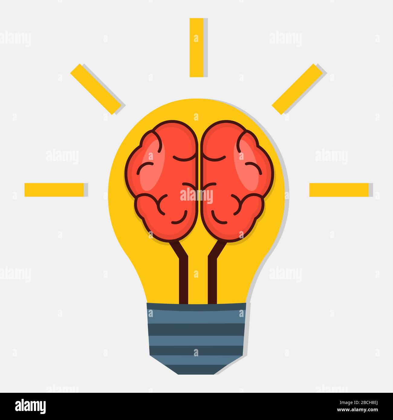 light bulb with human brain organ inside for innovation concept ...