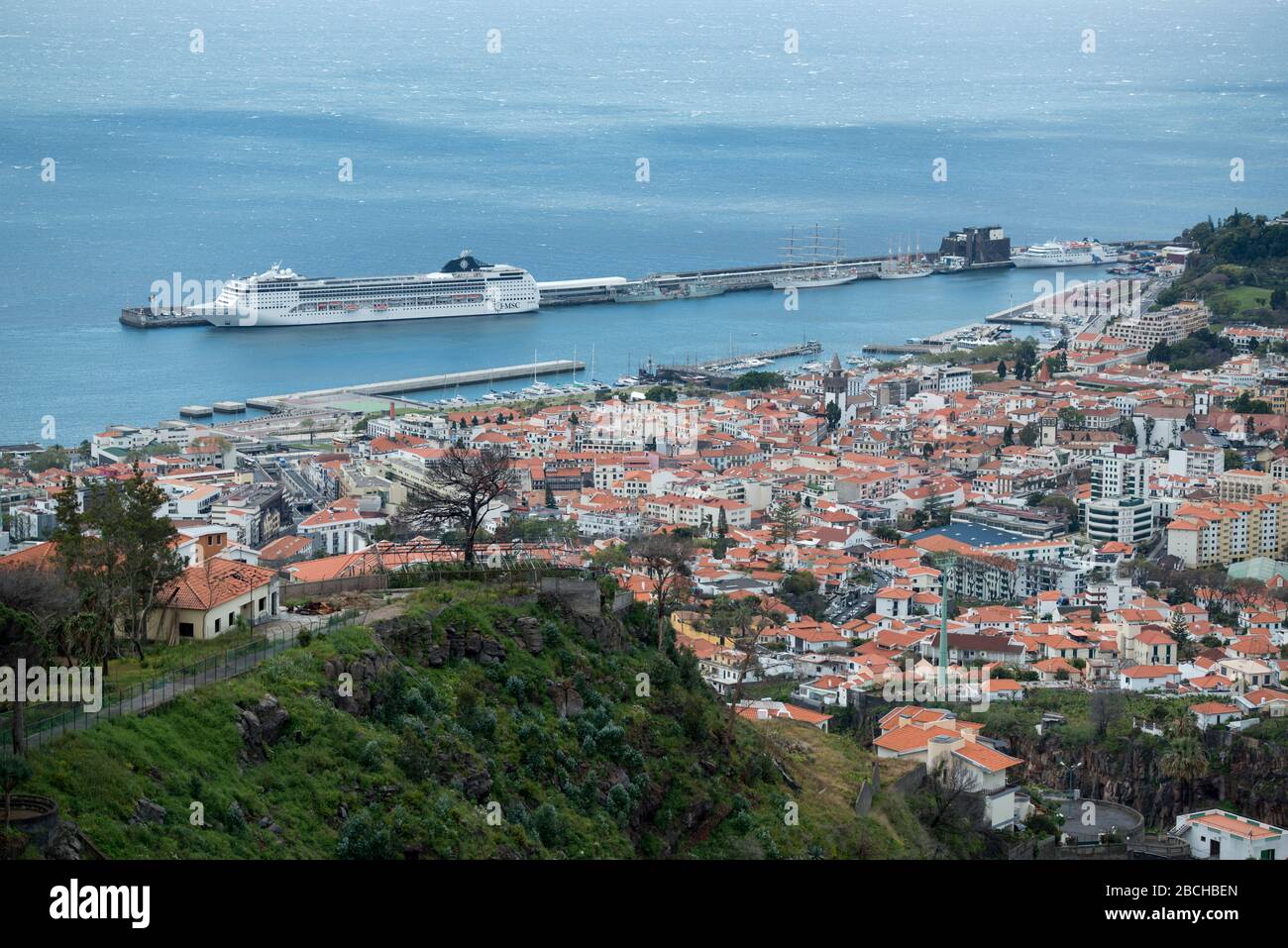the Ship Port in the city centre of Funchal on the Island Madeira of ...
