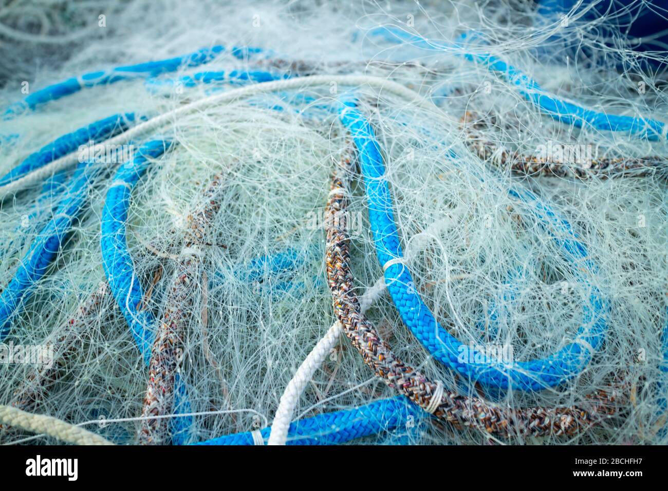 Pile of fishing nets. Detailed pattern and texture Stock Photo - Alamy