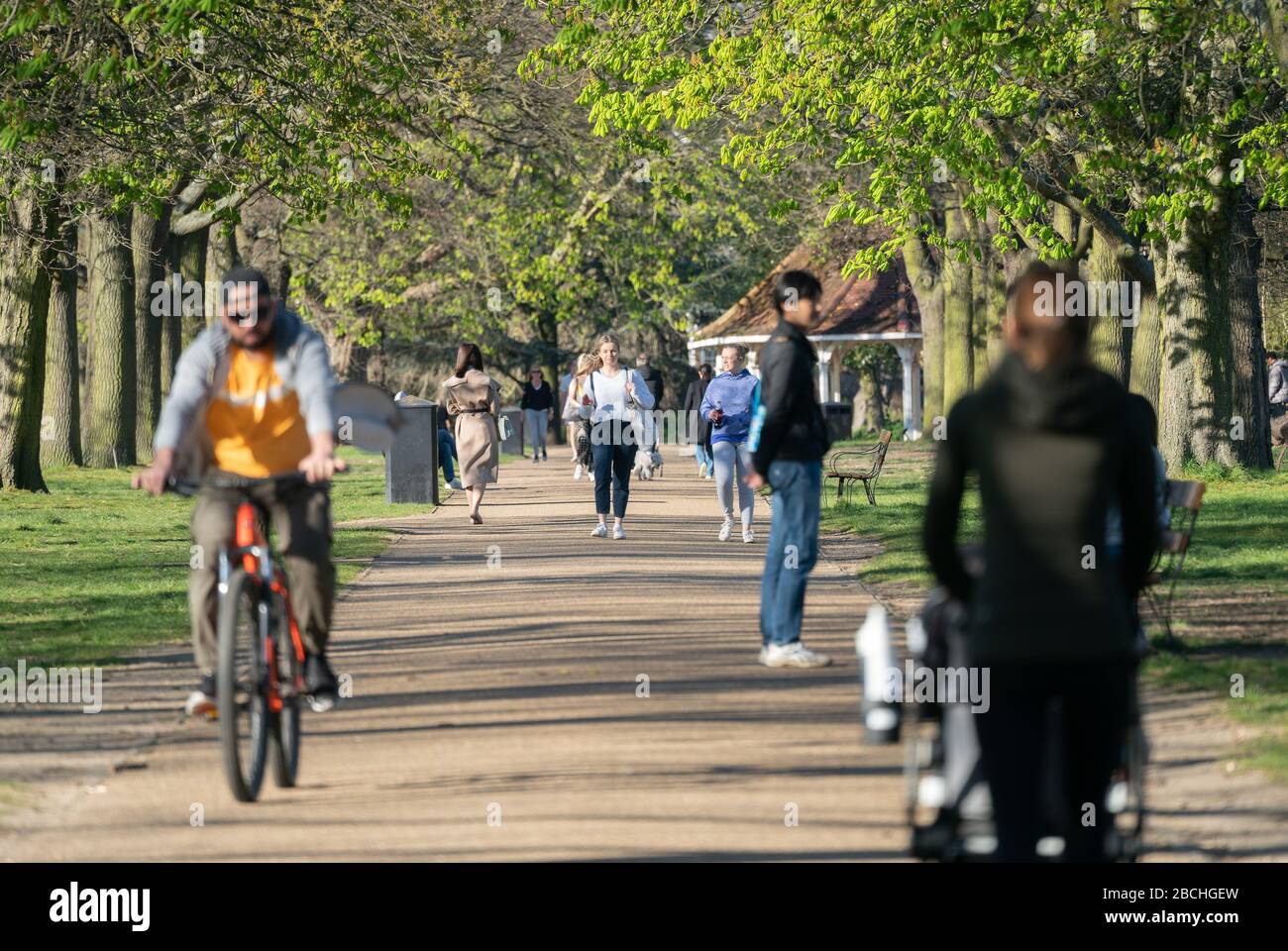People in Walpole Park in Ealing, London, after the government called ...