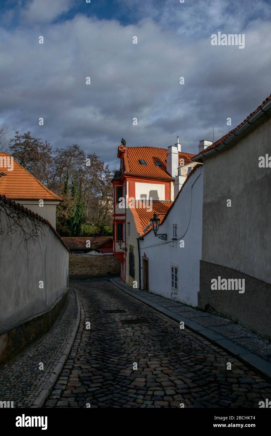 Medieval block street in Prague Stock Photo - Alamy