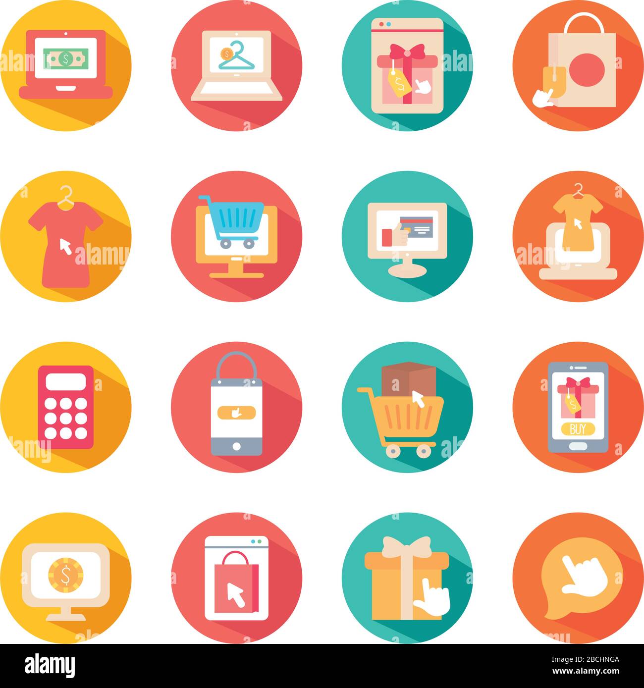 laptop computers and shopping online icon set over white background ...