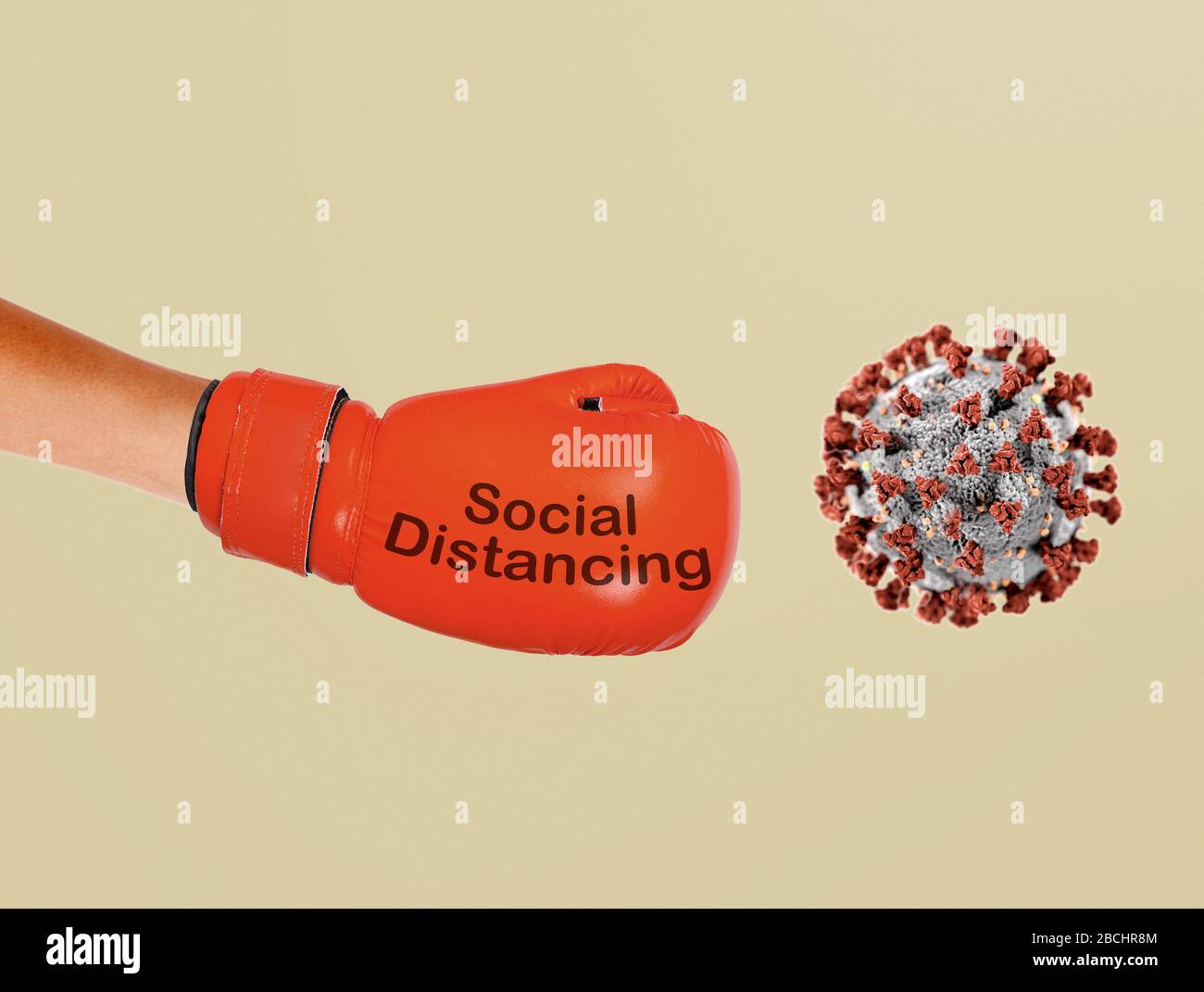 social distancing overcoming the corona virus. boxing gloves Stock ...