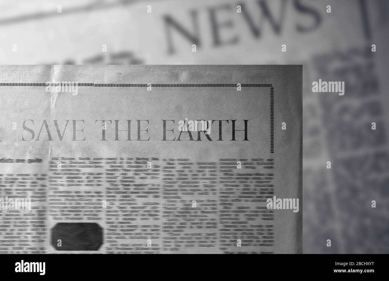 save the earth newspaper slogan title single word in coronavirus Stock ...