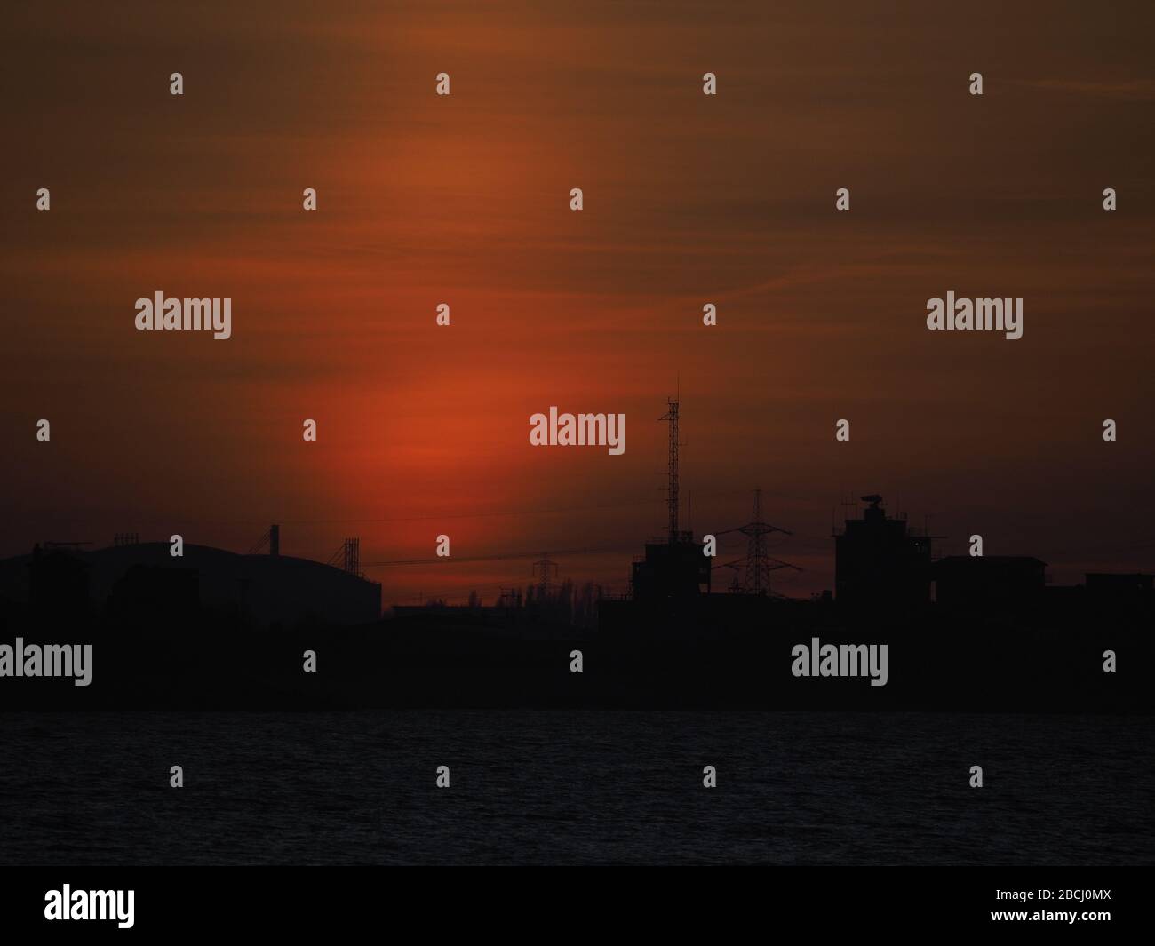 Light pillar after sunset hi-res stock photography and images - Alamy