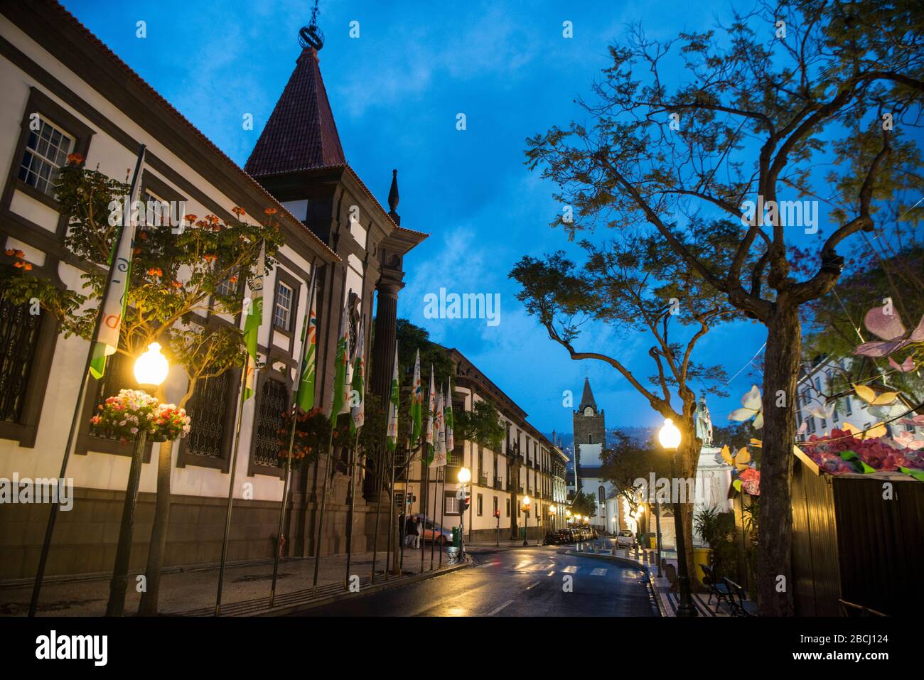 the avenida Arriaga in the city centre of Funchal on the Island Madeira ...