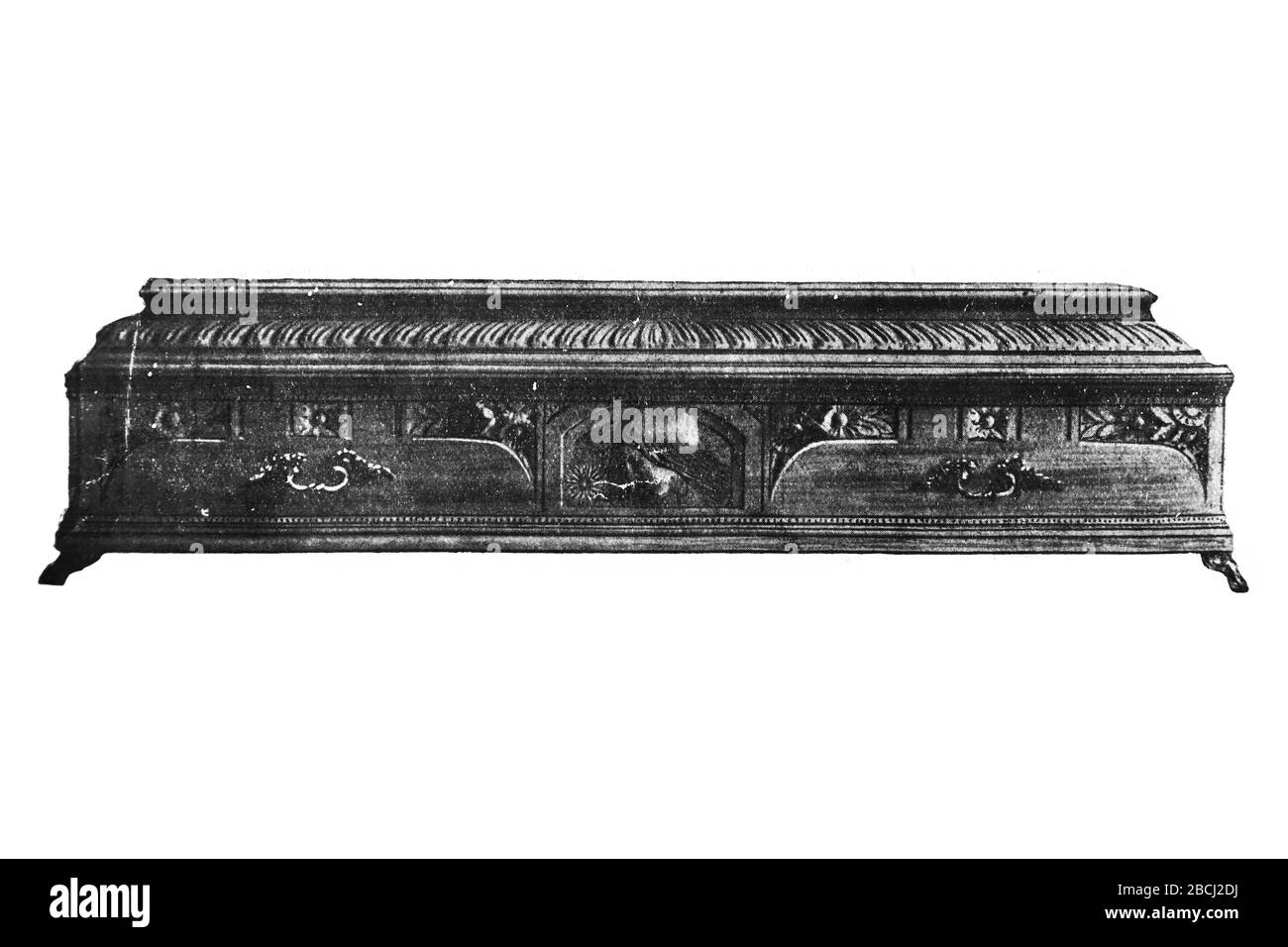 COFFIN hand carved - Original Vintage 1880s Victorian age illustration ...