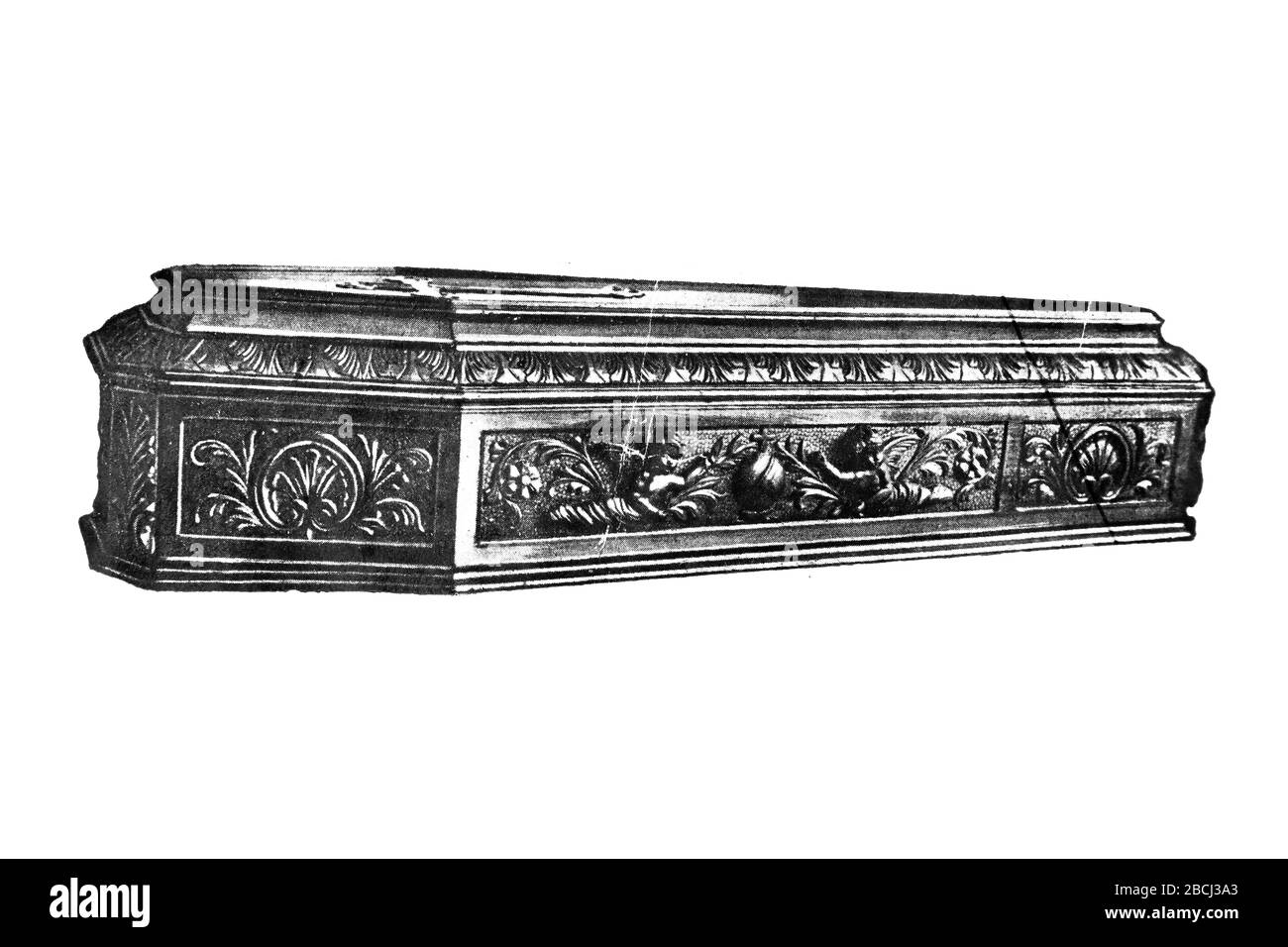 COFFIN hand carved - Original Vintage 1880s Victorian age illustration ...