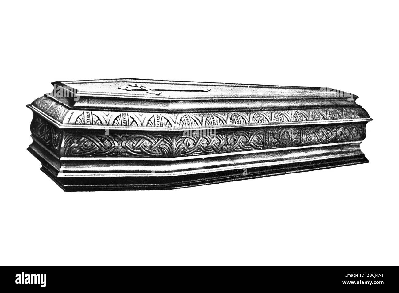 COFFIN hand carved - Original Vintage 1880s Victorian age illustration ...