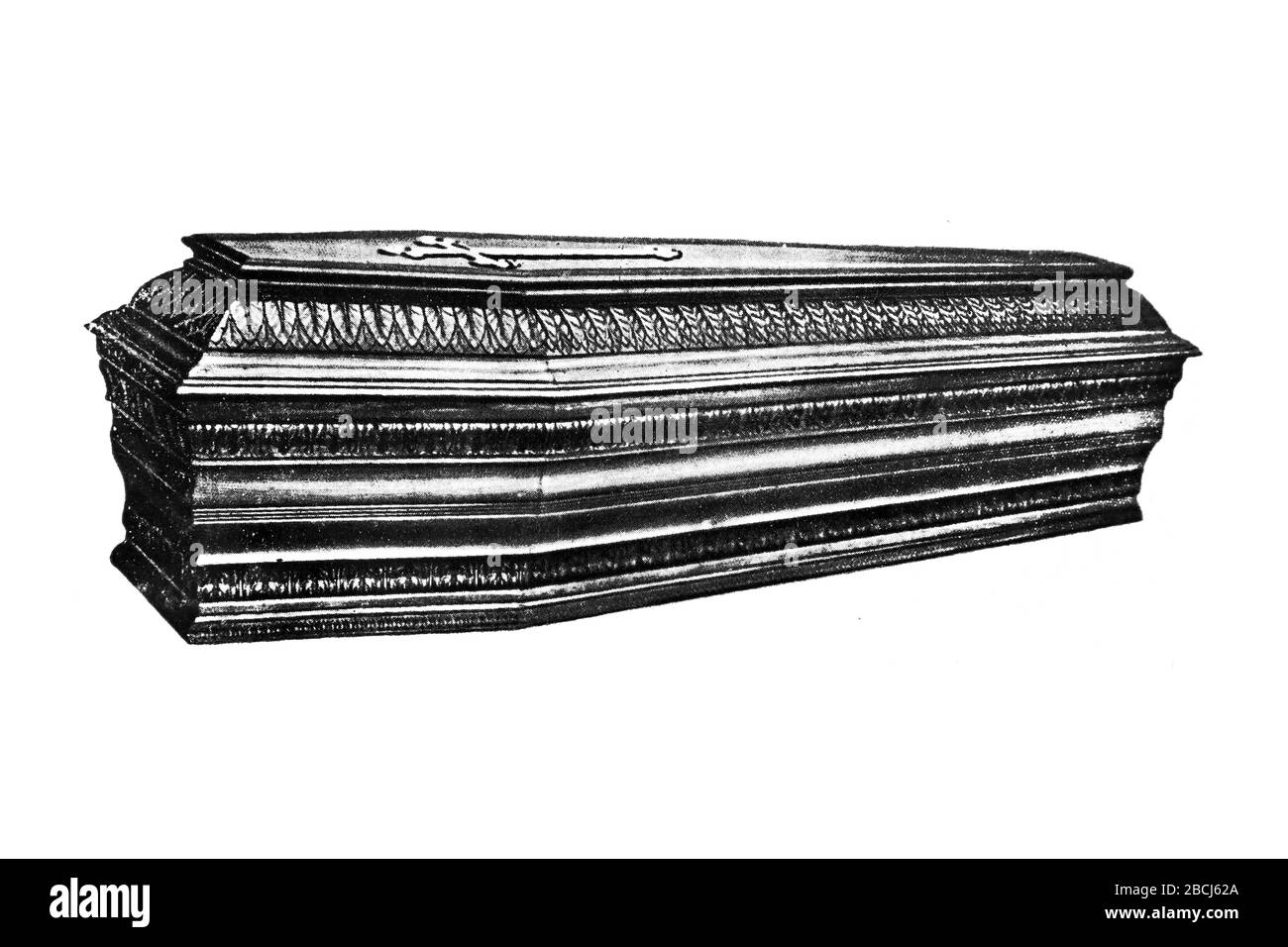 COFFIN hand carved - Original Vintage 1880s Victorian age illustration ...
