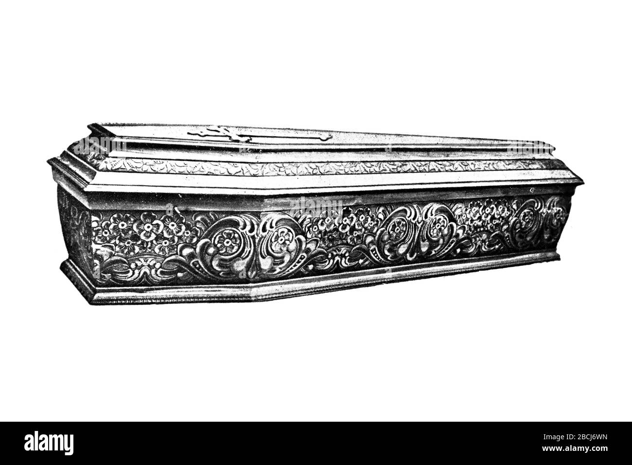 COFFIN hand carved - Original Vintage 1880s Victorian age illustration ...