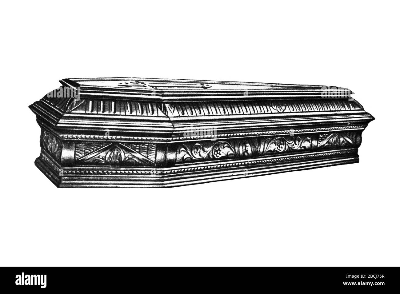 COFFIN hand carved - Original Vintage 1880s Victorian age illustration ...