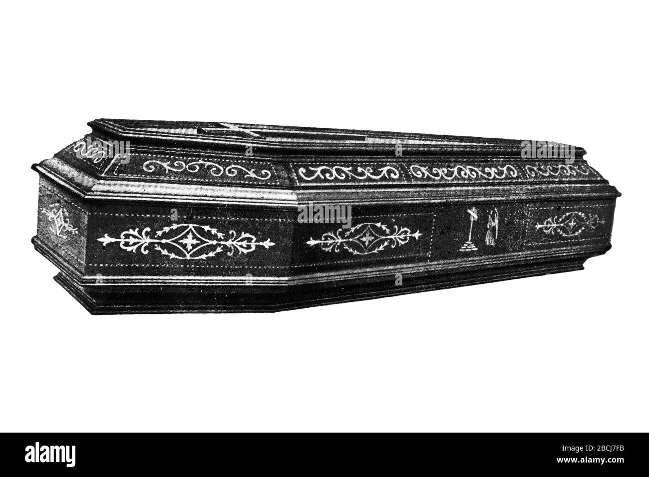 COFFIN hand carved - Original Vintage 1880s Victorian age illustration ...