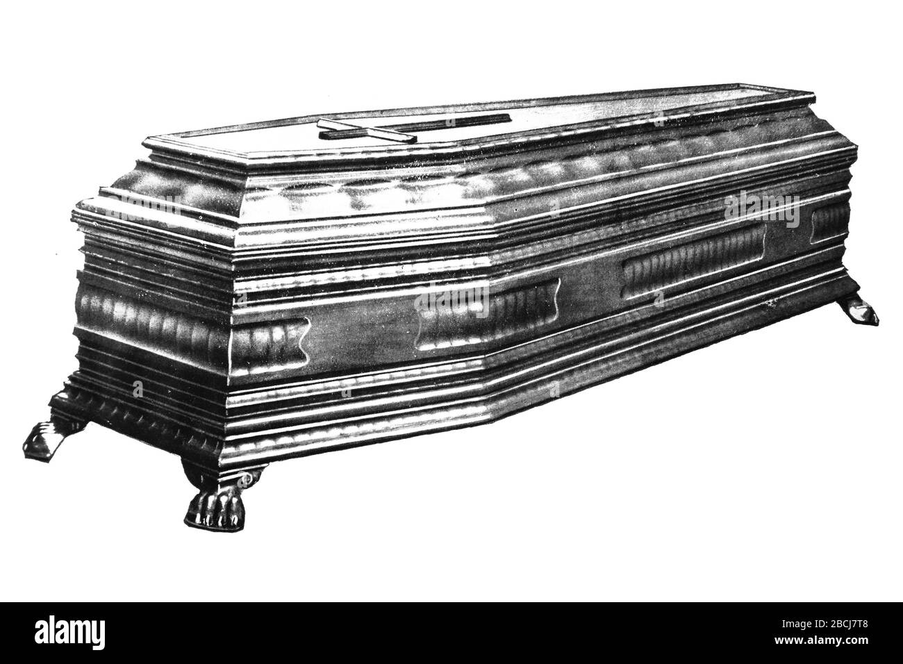 COFFIN hand carved - Original Vintage 1880s Victorian age illustration ...