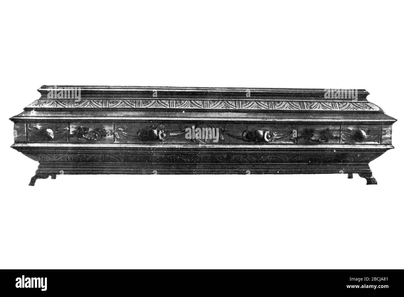 COFFIN hand carved - Original Vintage 1880s Victorian age illustration ...