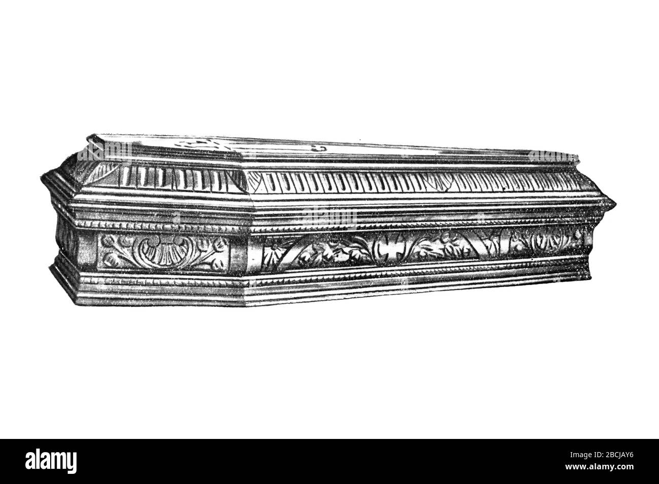 COFFIN hand carved - Original Vintage 1880s Victorian age illustration ...