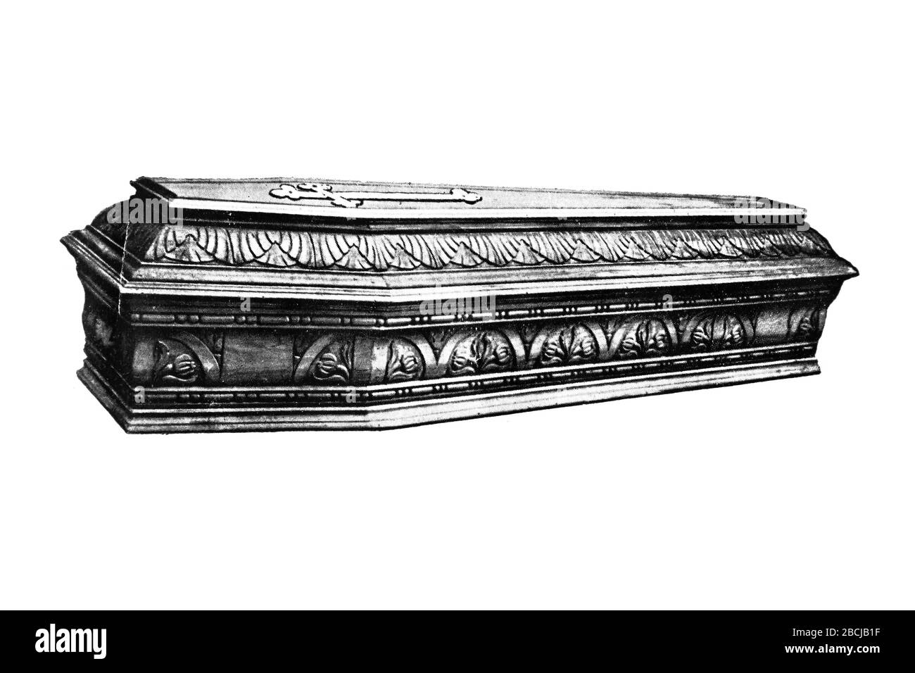 COFFIN hand carved - Original Vintage 1880s Victorian age illustration ...