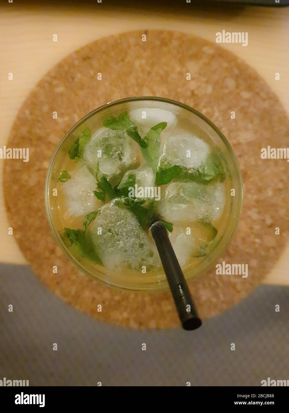 Top view of a glass of cocktail with a straw, Sweden Stock Photo - Alamy