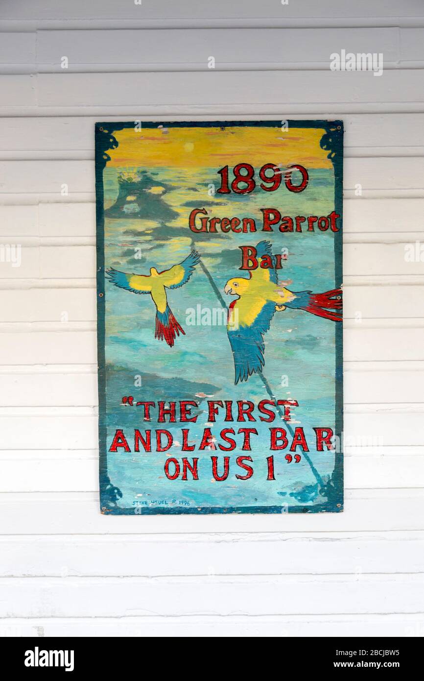 Green Parrot Bar sign othe side of its building in Key West Florida ...
