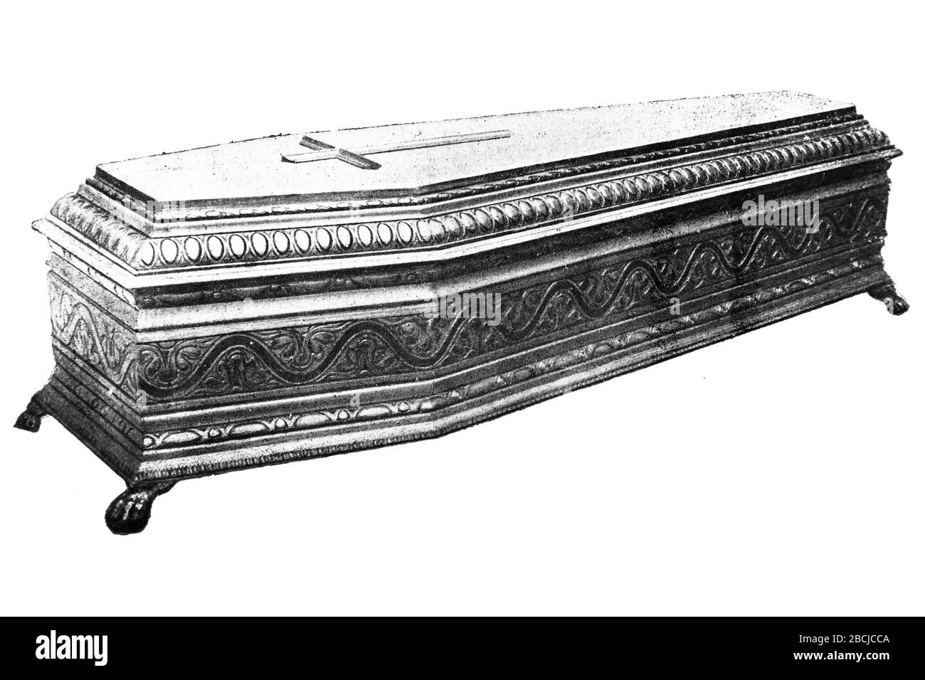 COFFIN hand carved - Original Vintage 1880s Victorian age illustration ...