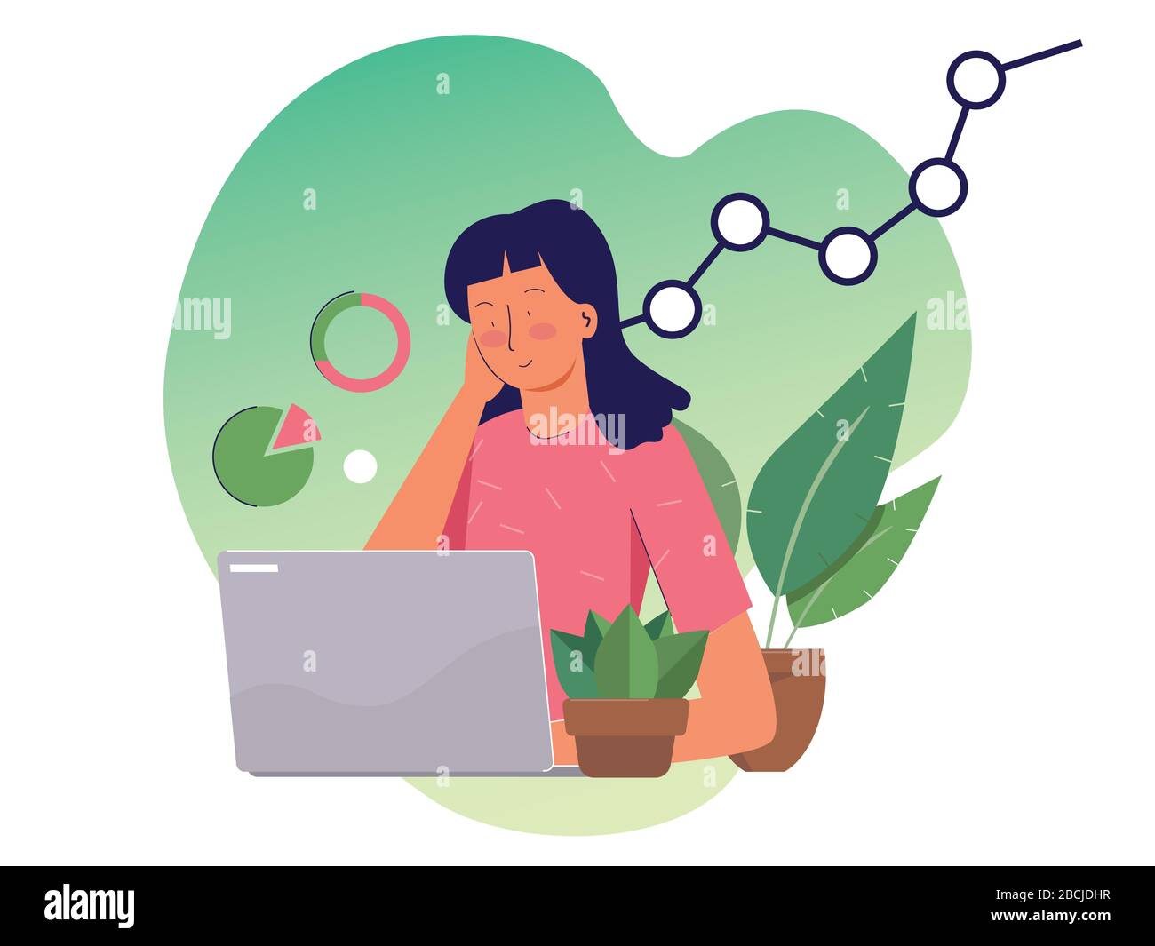 Investment chart graph going up growth increase good economic. Woman ...