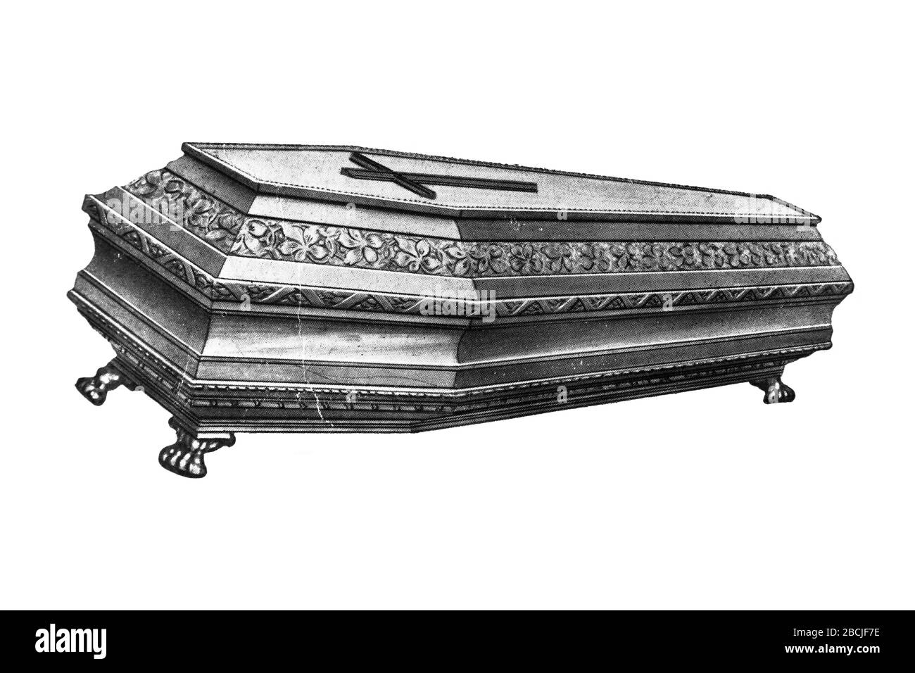 COFFIN hand carved - Original Vintage 1880s Victorian age illustration ...